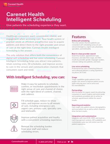 Healthcare Intelligent Scheduling Data | Carenet Health
